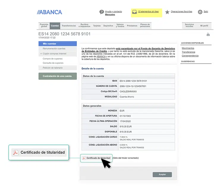 Obtener certificado de titularidad bancaria online | ABANCA Blog